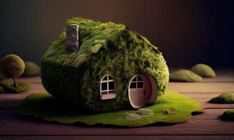 Premium Ai Image A House With Moss On It And A Door On The Right Generative Ai