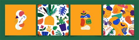 추상적인 유기적 인 재미있는 모양 그리기 원활한 패턴 세트 귀여운에 대한 스톡 벡터 아트 및 기타 이미지 귀여운 꽃 식물