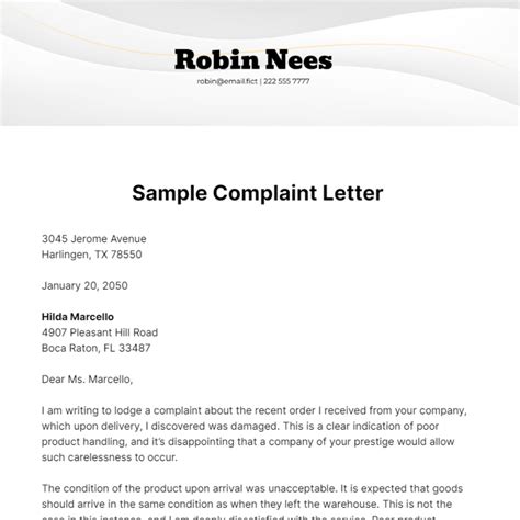 19 Example Formal Complaint Letter Template Page Free To 48 Off