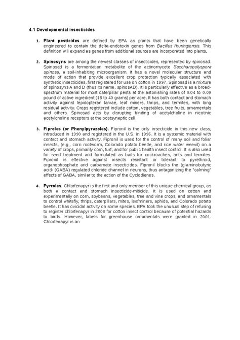 Developmental Insecticides 4 Developmental Insecticides Plant