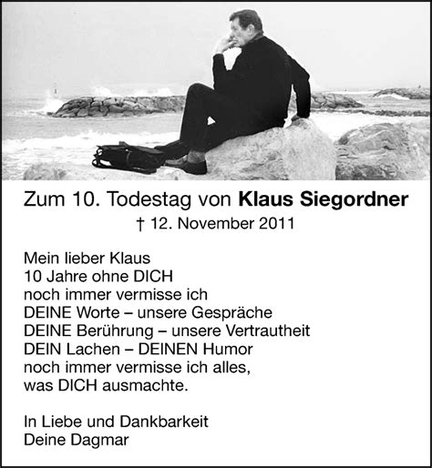 Traueranzeigen Von Klaus Siegordner Trauer Nn De