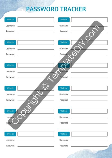 Password Tracker Template Printable In Pdf Word Excel