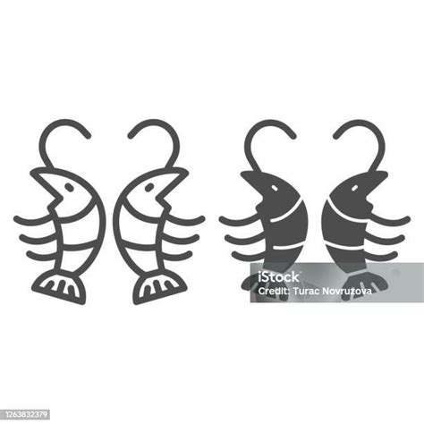 가재 라인과 단단한 아이콘 크래프트 맥주 컨셉 흰색 배경에 해산물 기호 가재 또는 랍스터 실루엣 아이콘 모바일 개념 및 웹 디자인을위한 개요 스타일 벡터 그래픽 갈고리