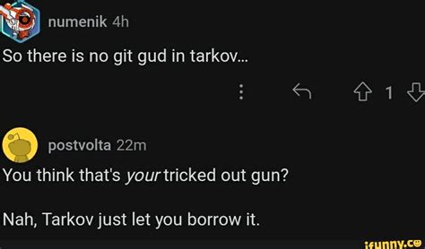 So There Is No Git Gud In Tarkov You Think Thats Your Tricked Out Gun Nah Tarkov Just Let