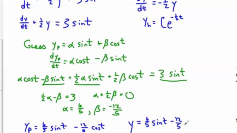 Steady State Solutions In First Order Linear Des Youtube