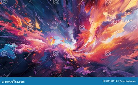 Digital Artwork Depicting A Vibrant Explosion Of Colors In An Abstract Form Stock Illustration