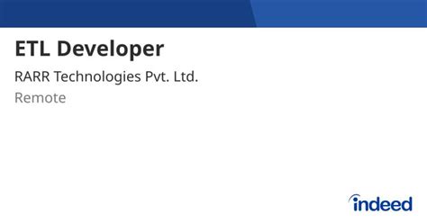 Hk It Techhouse On Linkedin Etl Developer Remote