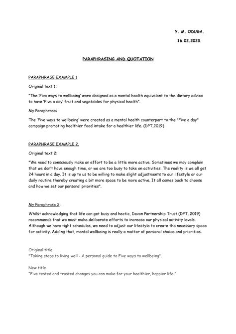 Paraphrasing Assignment Latest Effort Y M Oduga 1602