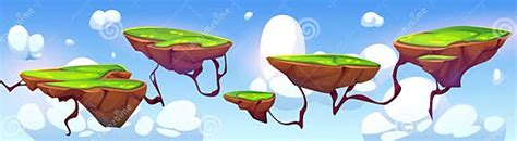 Arcade Game Level Landscape With Island Platform Stock Illustration