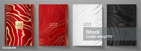 현대적인 우아한 커버 디자인 세트 골드 블랙 레드 실버 컬러의 라인 패턴이 있는 럭셔리 패셔너블 한 배경 빨강에 대한 스톡 벡터 아트 및 기타 이미지 Istock
