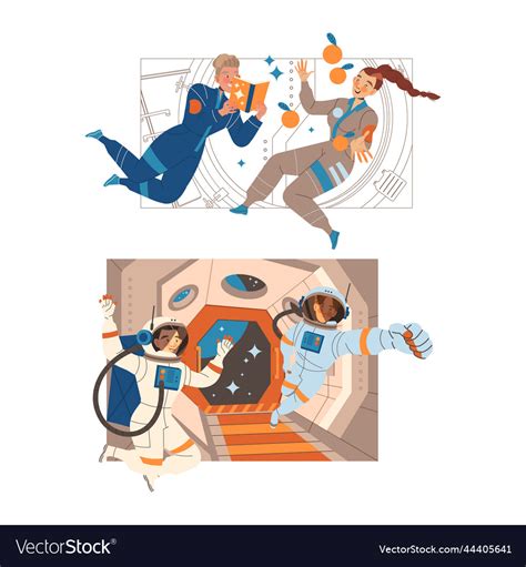 Man And Woman Astronaut Character In Outer Space Vector Image