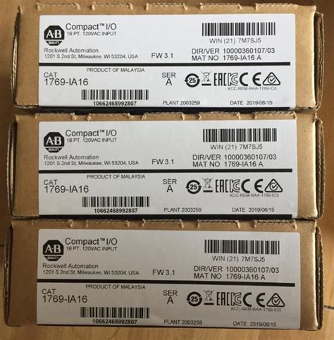 New Sealed 1769 Ia16 Allen Bradley Compactlogix 120v Ac Digital Input