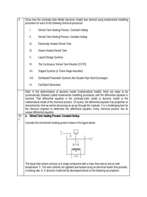 Mathematical Modeling Of Chemical Processes Pdf Chemical Reactor Enthalpy