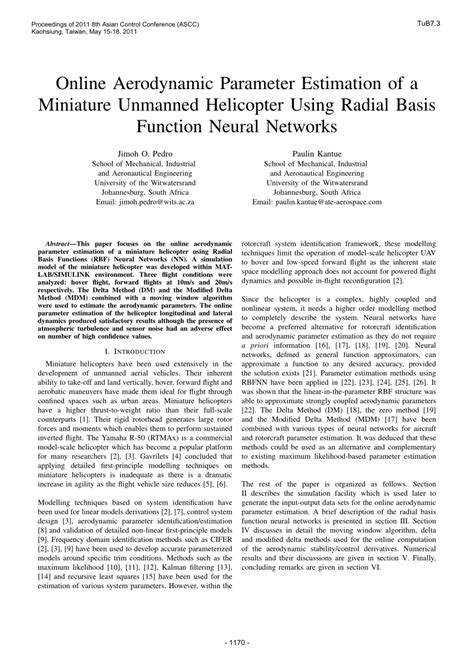 Pdf Online Aerodynamic Parameter Estimation Of A Miniature Unmanned