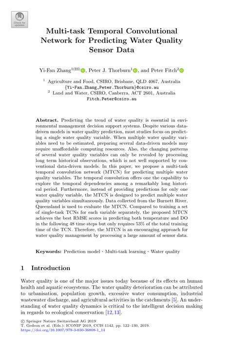 Pdf Multi Task Temporal Convolutional Network For Predicting Water