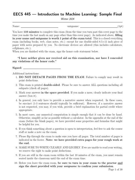 Sample Final Exam Solutions Pdf Eigenvalues And Eigenvectors