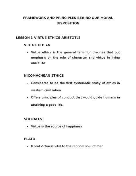 Framework And Principles Behind Our Moral Disposition Framework And