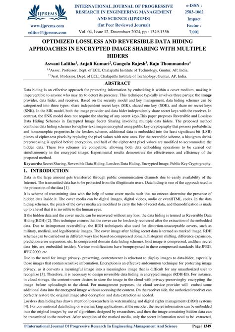 Pdf Optimized Lossless And Reversible Data Hiding Approaches In Encrypted Image Sharing With