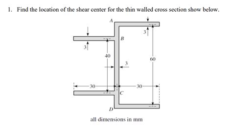 Solved 1 Find The Location Of The Shear Center For The Thin