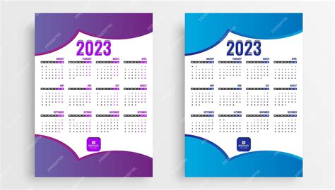 Дизайн шаблона календаря на 2023 год Дизайн настенного календаря на 2023 год Премиум векторы