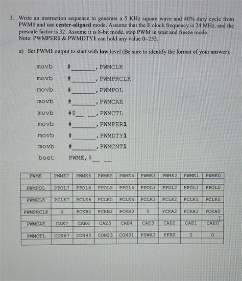 Solved 3 Write An Instruction Sequence To Generate A 5 Khz