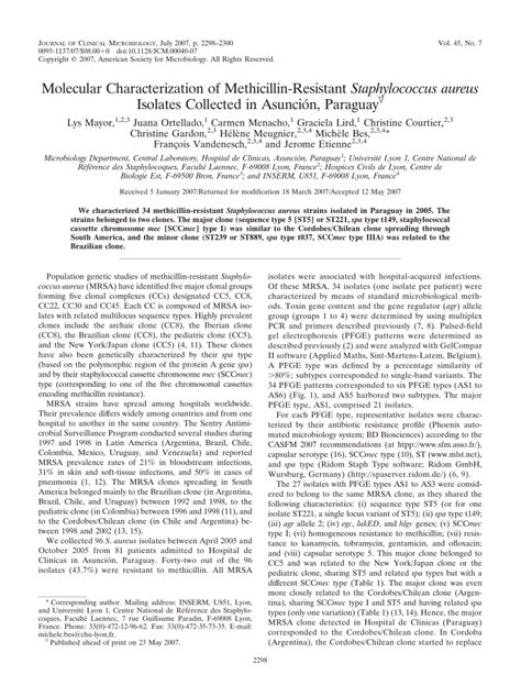 Pdf Molecular Characterization Of Methicillin Resistant Staphylococcus Aureus Isolates