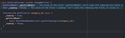 Warns That The Private Variables In The Dart File Are Not In Use Even