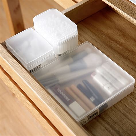 日本进口桌面带盖收纳盒小物夹子棉签整理盒纽扣饰品化妆品储物盒 虎窝淘