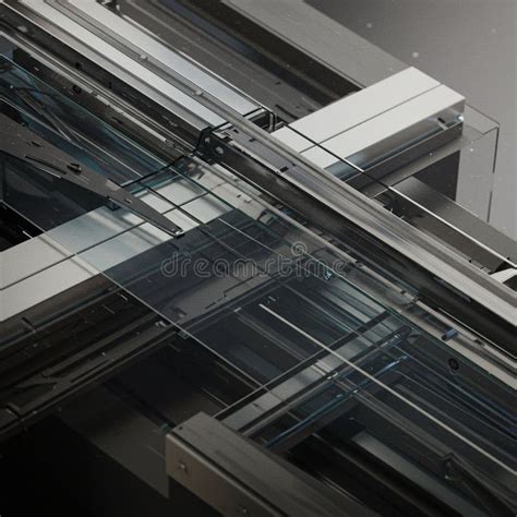 Abstract Geometric Composition Featuring Intersecting Metallic And Glass Like Stock Illustration