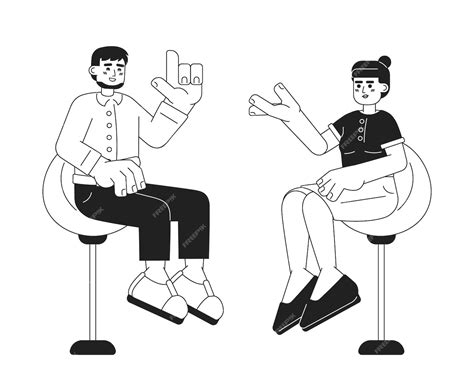 특별 게스트 발표자 컨퍼런스 흑백 만화 평면 일러스트레이션 여성 세미나 진행자 소개 연설자 패널리스트 선형 2d 캐릭터 고립