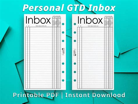 Personal Gtd Inbox Printable Planner Insert Pdf File Etsy Personal Gtd Inbox Printable Planner Insert Pdf File Etsy