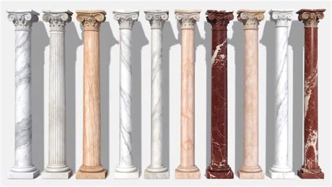A Collection Of Classical Pillars Showcasing Different Designs And