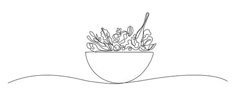 라인 아트 샐러드 그릇 그림 연속 윤곽선 곡선 스케치 낙서 신선한 야채 음식 식물 패턴 벽지 건강한 식습관 한 줄 샐러드 채식주의 식단 비타민 유기농 식품 상징 건강한 생활