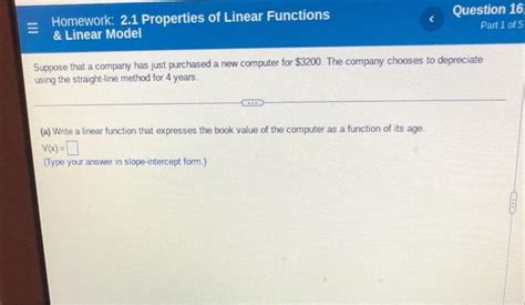 Solved Homework Properties Of Linear Functions Linear Chegg