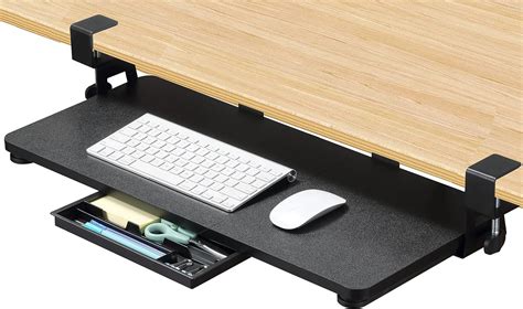 Buy Ethu Keyboard Tray Under Desk 26 77 X 11 81 Large Size Keyboard Tray With C Clamp On Mount