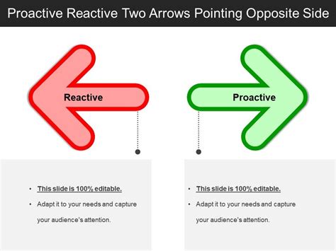Proactive Reactive Two Arrows Pointing Opposite Side Graphics Presentation Background For