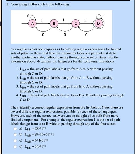 Solved 1 Converting A Dfa Such As The Following To A
