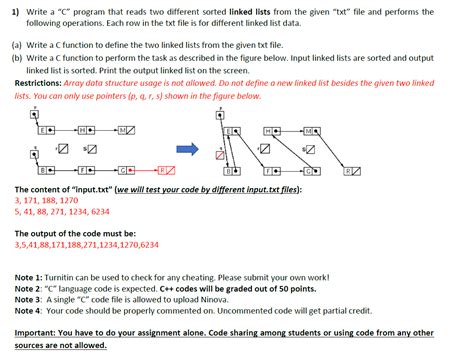 Solved Write A C ﻿program That Reads Two Different Sorted