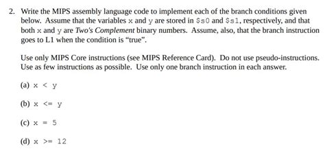 Solved 2 Write The Mips Assembly Language Code To Implement