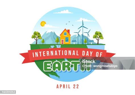 4월 22일 행복한 지구의 날 웹 배너 또는 랜딩 페이지 템플릿을 위해 손으로 그린 평면 만화의 세계 지도 환경이 있는 그림 공휴일에 대한 스톡 벡터 아트 및 기타 이미지