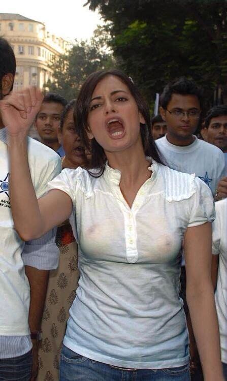 Actress Dia Mirza Boobs Clearly Visible On See Through White Top Is This Real Aishwarya Rai