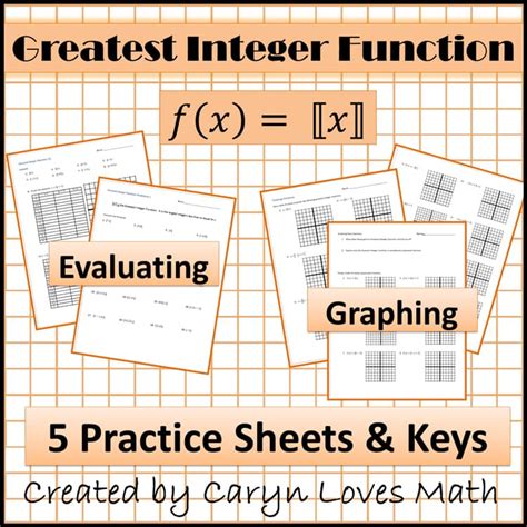 Step Function Greatest Integer Function Worksheet ~ Graphing ~evaluating