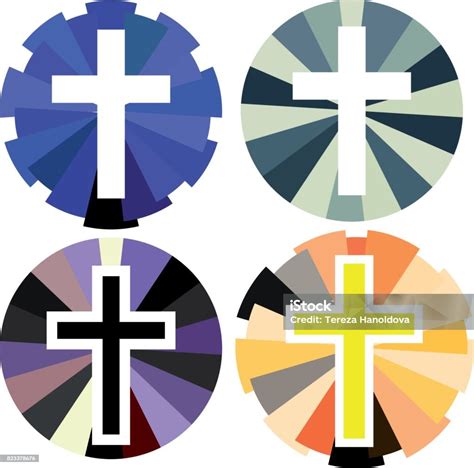 색상 기독교 십자가의 집합입니다 믿음 그리고 종교입니다 벡터 일러스트 레이 션 부활 종교에 대한 스톡 벡터 아트 및 기타 이미지 부활 종교 0명 검은색 Istock