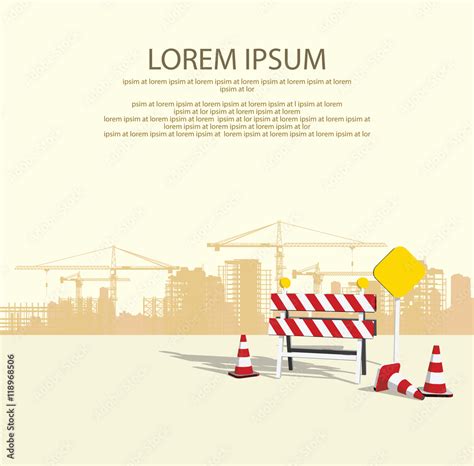 Traffic Signs At Road Construction Stock Vector Adobe Stock