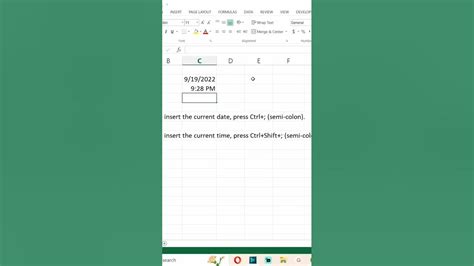 Insert Date And Time In Excel Youtube