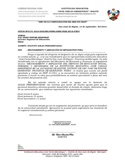 Solicitud De Aulas Prefabricadas Pdf