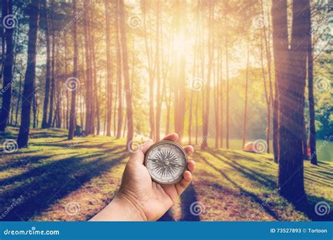 Holding A Compass Showing The Direction Point To North And Facing The