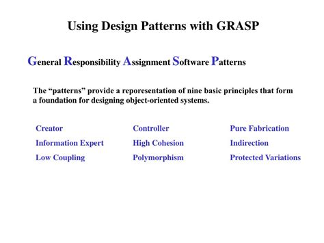 Ppt Using Design Patterns With Grasp Powerpoint Presentation Free