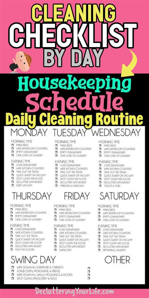 Cleaning Schedule Template For Home Artofit
