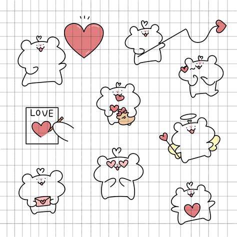 굿노트 아이패드 Png 스티커 잠퉁이 사랑ver 에이블리